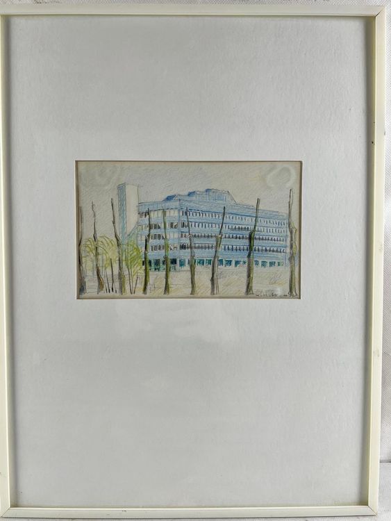 Verwaltungsgebäude der Wasserversorgung Zürich Zeichnung sig (Gebraucht) in Neuhausen am ...