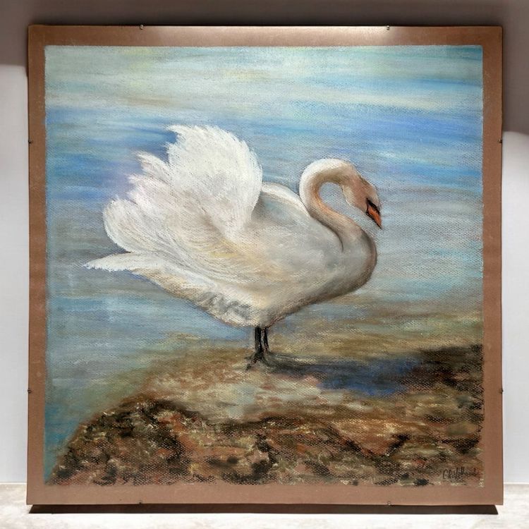 Antoine VILLARD (1867-1934) Magnifique pastel Cygne pavatex (Gebraucht ...