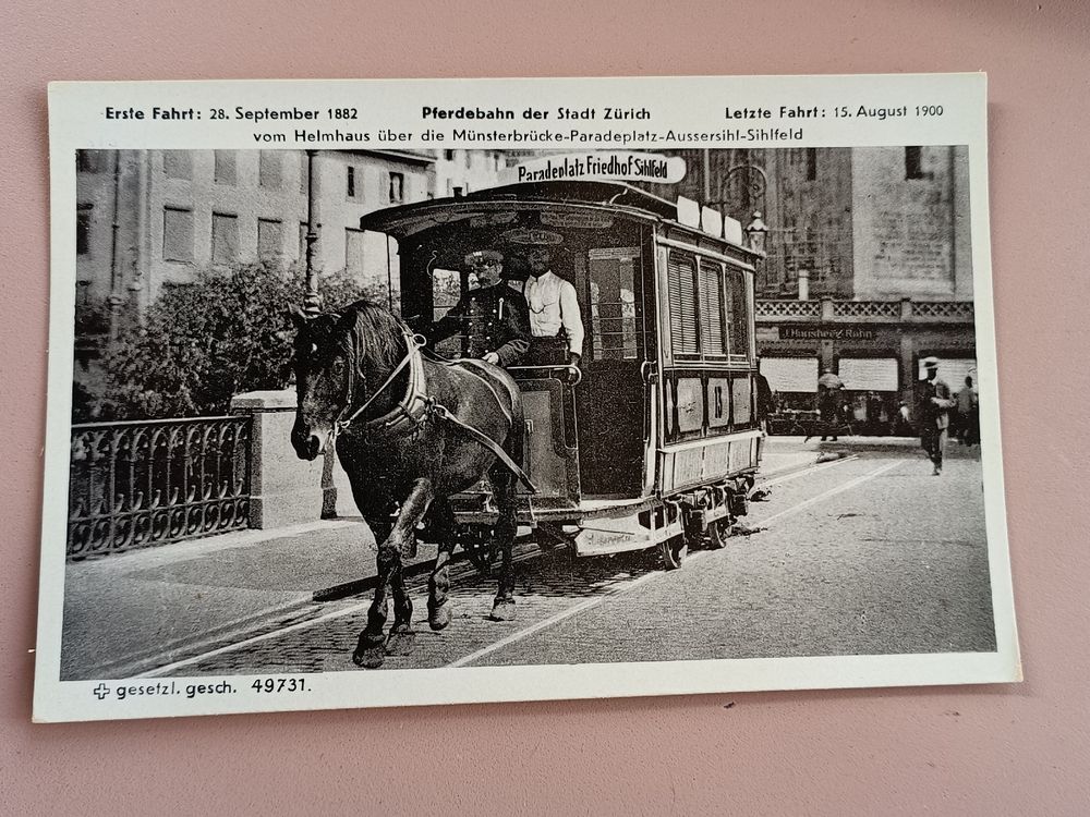 Photo Karte / Pferdebahn der Stadt Zürich Ausgabe ca. 1930 (Gebraucht) in Brugg AG für CHF 15 ...