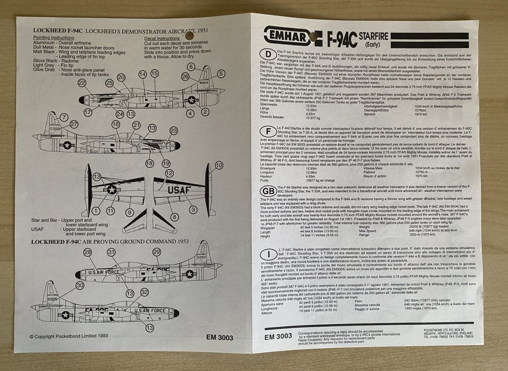 Rarität - Modell 1:72 - F-94C Starfire Early von Emhar (Neu (gemäss Beschreibung)) in Koppigen ...