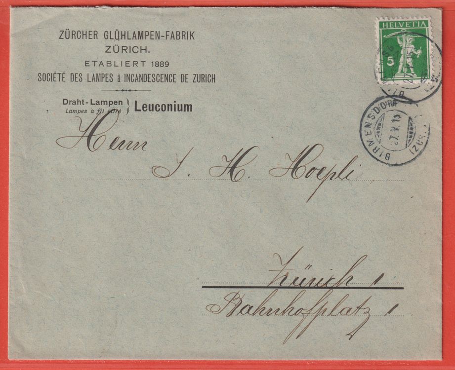 27.V.1915 BIRMENSDORF Zürcher Glühlampen-Fabrik | Kaufen auf Ricardo