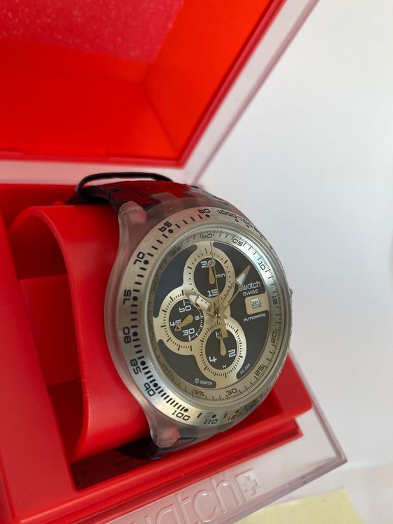 Neue Swatch Irony, automatic, Chronograph „Right Track Blue” (Neu und ...