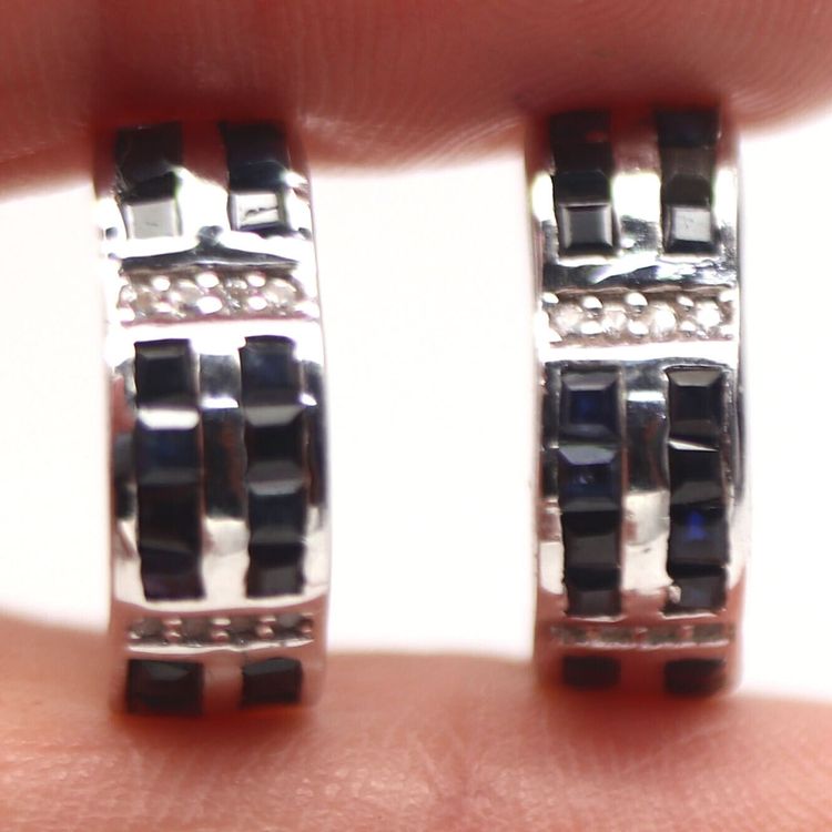 VRAI/ECHTE 20ct Saphir boucle oreille/ohring (Neu (gemäss Beschreibung ...