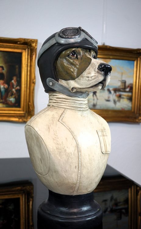 GROßE PILOTEN BÜSTE HUND SKULPTUR ROYAL AIR FORCE FIGUR (Gebraucht) in ...