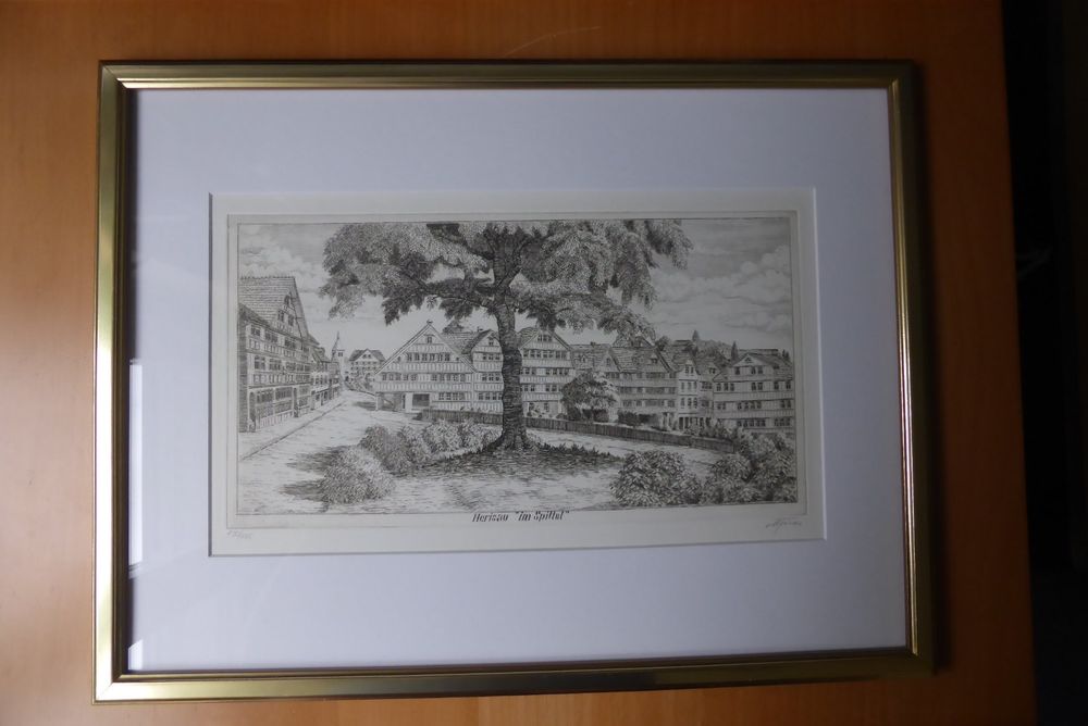 Markus Fürer - Kupferstich Herisau AR, num. sign. Goldrahmen (Gebraucht ...