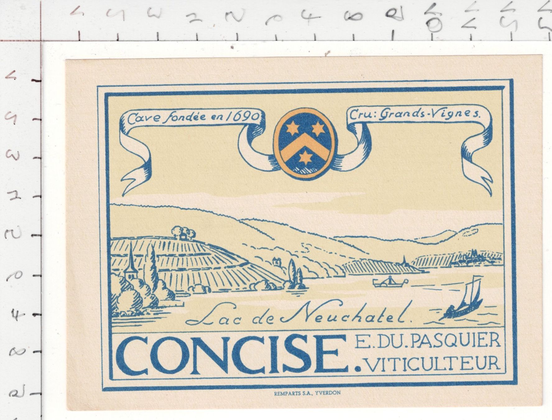 Concise - Lac de Neuchâtel - E. Du Pasquier Viticulteur (D'occasion) à ...
