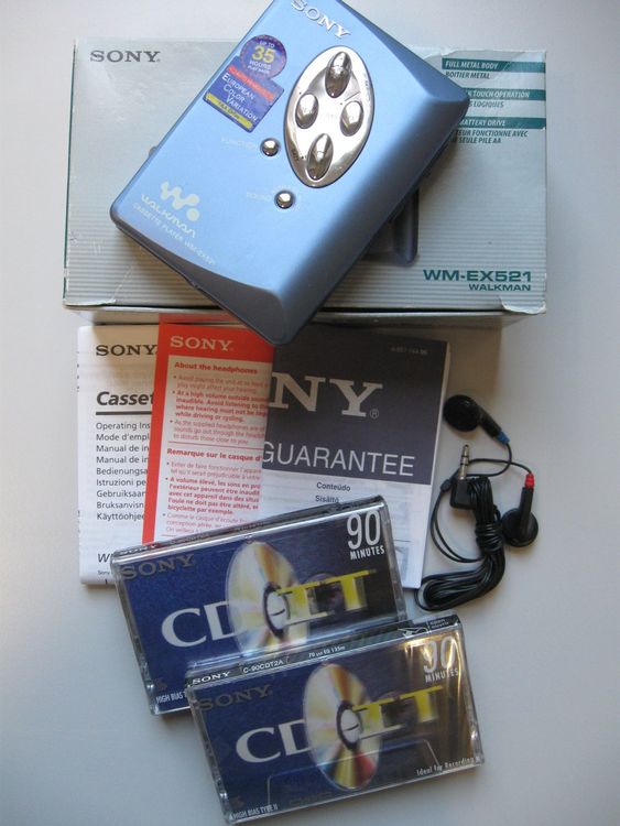 SONY Walkman WM-EX521 Kassettenspieler Misty Blue Metal Body (Gebraucht ...