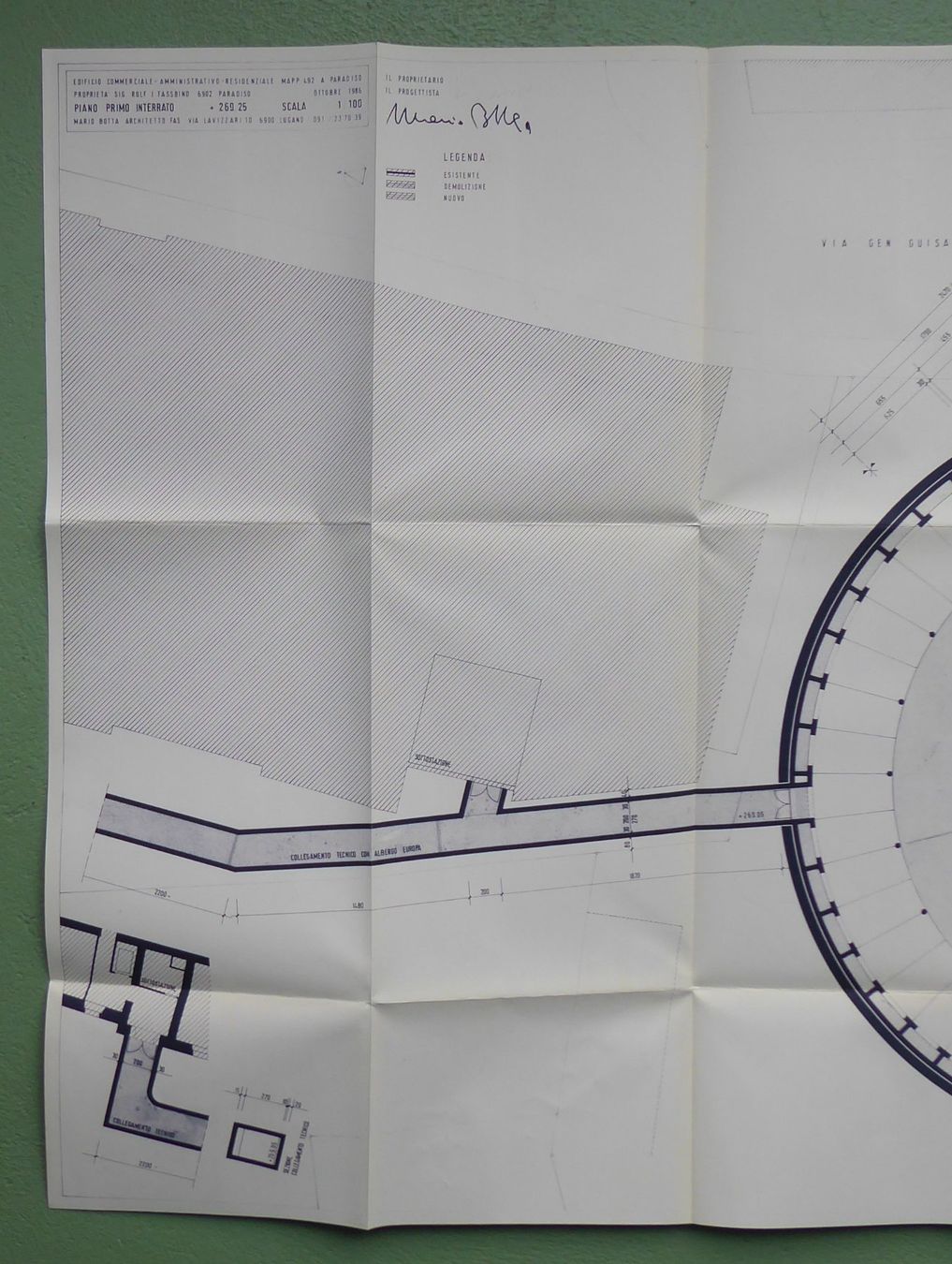 signierter original MARIO BOTTA Plan von 1986 - Architektur (Gebraucht ...