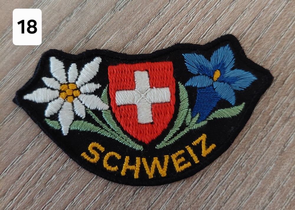 Badge , Patch, Aufnäher SCHWEIZ , Edelweiss + Enzian (18) (Neu (gemäss Beschreibung)) in ...