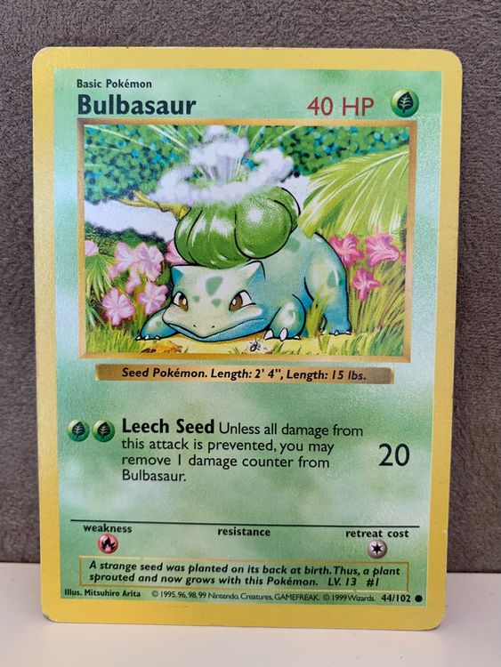 *Shadowless Bulbasaur ENG Base Set Pokemon 44/102 (Gebraucht) in ...