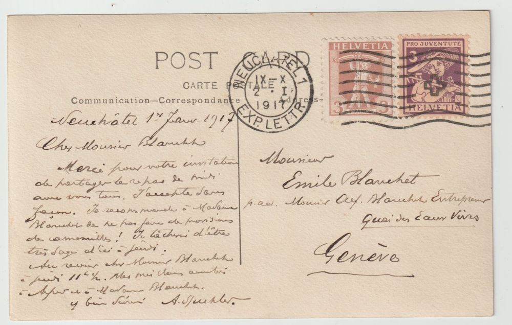 Postkarte mit Pro Juventute J4 1917 Neuchâtel | Kaufen auf Ricardo