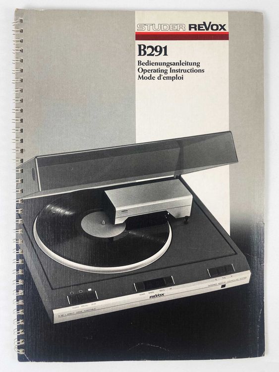 Revox B291 Plattenspieler Bedienungsanleitung D/F/E Manual | Kaufen auf ...