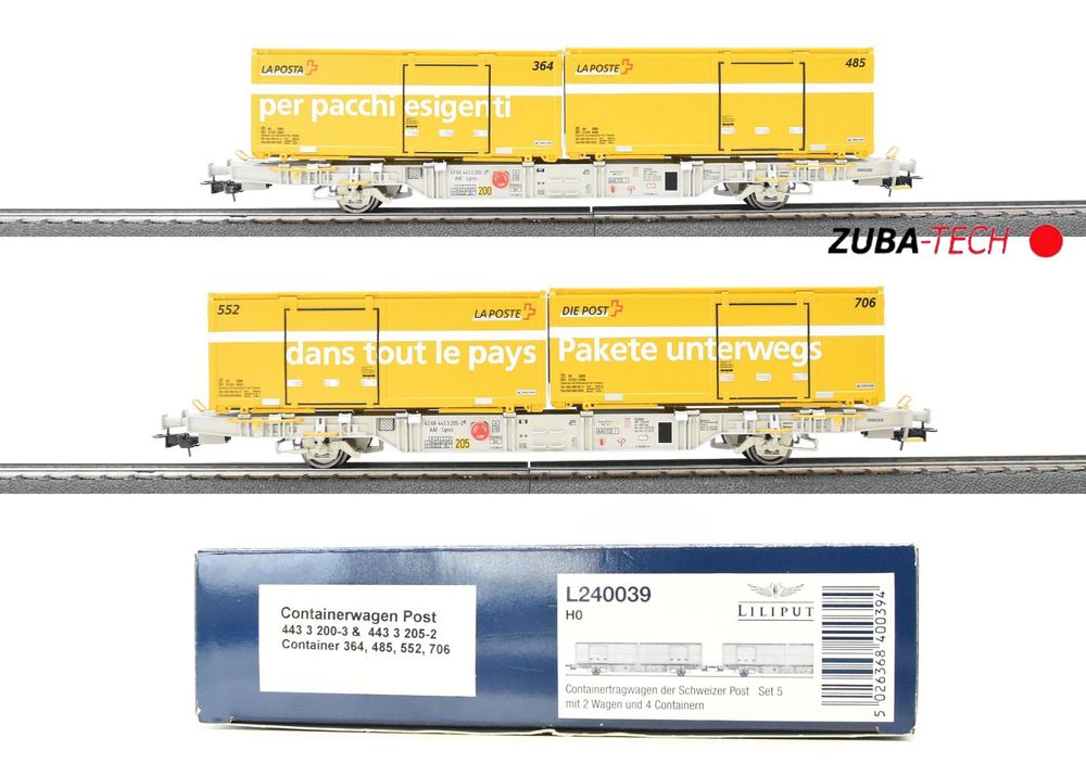 Liliput L20039 Containerwagen-Set der Schweizer Post SBB OVP (Gebraucht ...