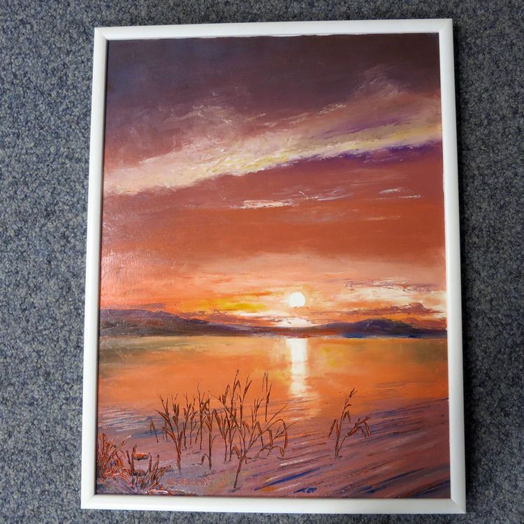 'Sonnenuntergang am See' - Original-Oelgemälde | Kaufen auf Ricardo