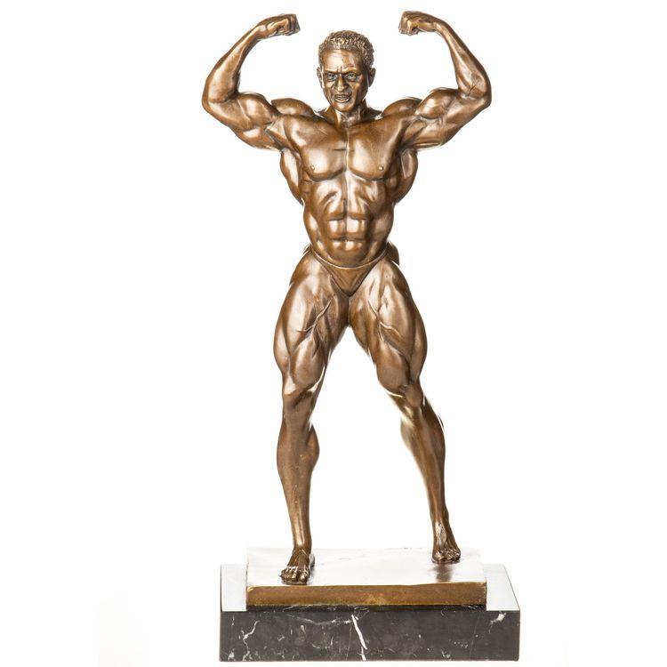 Bronzefigur Bodybuilder Statue Figur muskulös Deko 💪 | Comprare su Ricardo