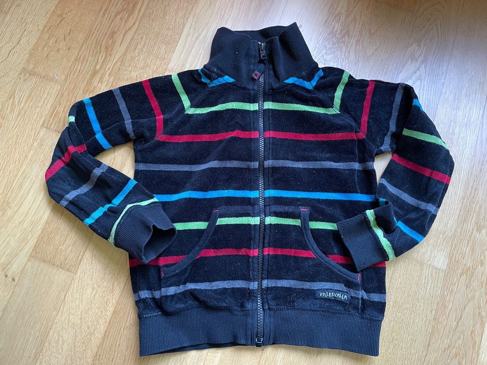 Villervalla Nikkiplüschjacke schwarz bunt gestreift 116 (Gebraucht) in ...