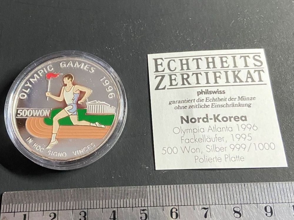 Silber Münze Korea 1oz Olympic Games Atlanta 1996 Fackelträg (Gebraucht ...