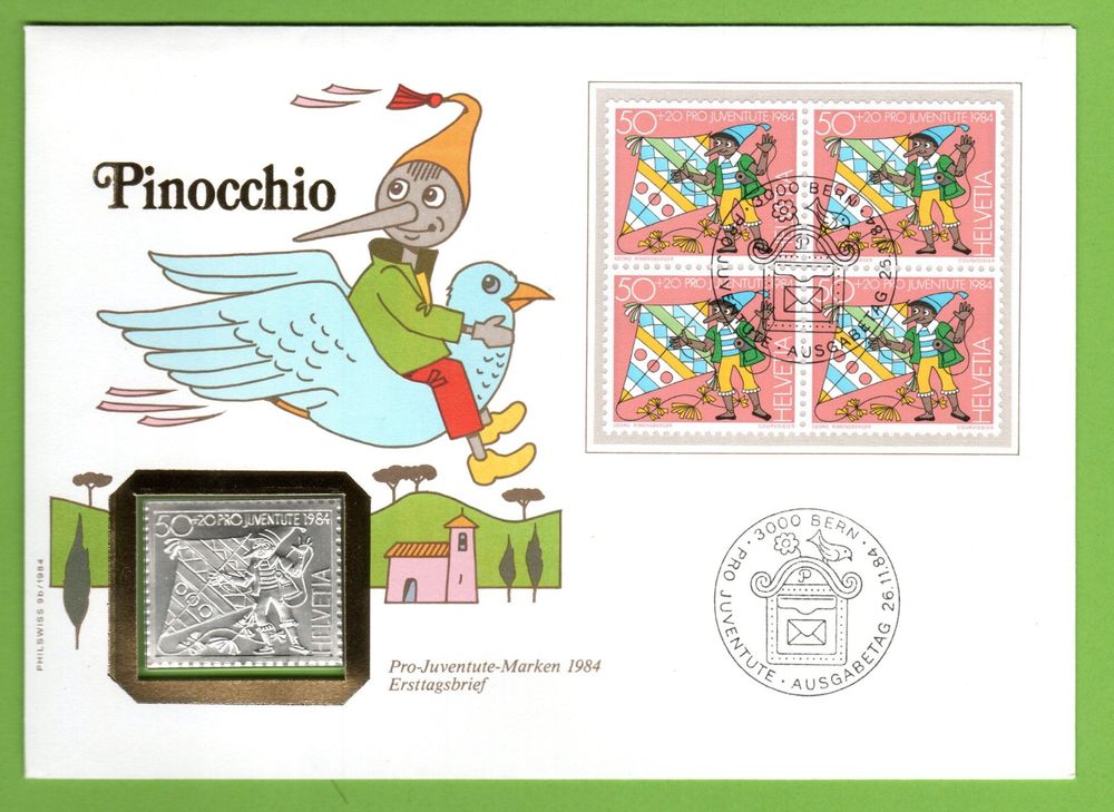 1984 FDC Pinocchio mit Silbermedaille 999/10gr. (Gebraucht) in Stein am ...