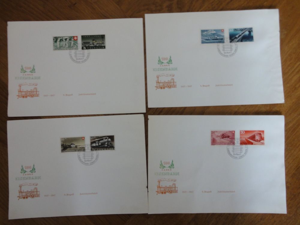 100 Jahre Eisenbahn - einige CH-Marken, gestempelt, 1947 (Gebraucht) in Winterthur für CHF 10.2 ...