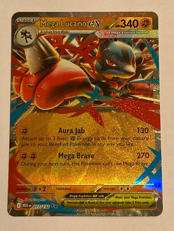 Pokemon MEGA EVOLUTION Mega Lucario ex 077 / 132 🇬🇧 EN (Neu (gemäss ...
