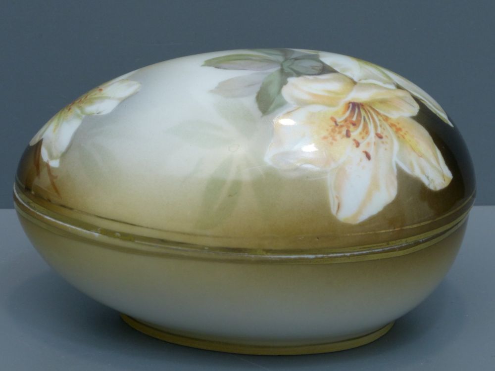 Porzellandose Tillowitz Silesia Polen * Blumenmotiv Eiförmig | Kaufen auf Ricardo