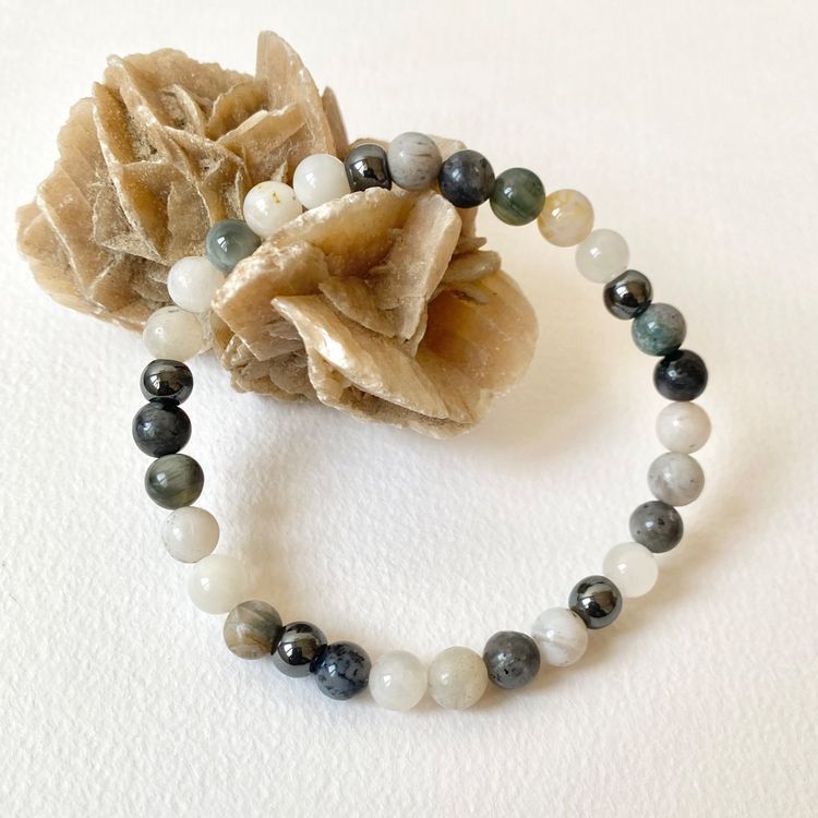 Bracelet en agate, quartz tourmaline, larvikite, hématite | Kaufen auf Ricardo