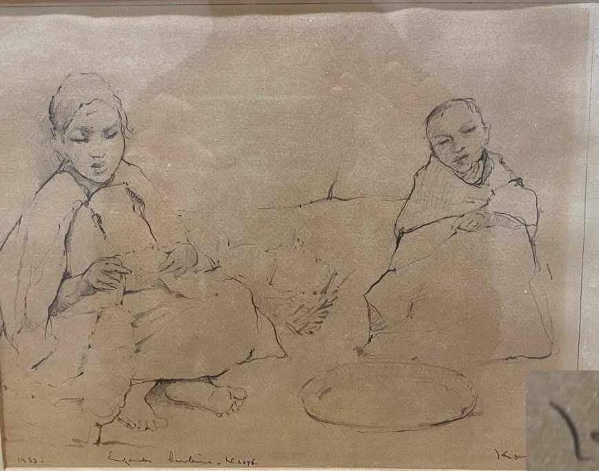 Robert Kohl Berber Kinder Bleistift / Papier 37x46 cm (Neu (gemäss ...