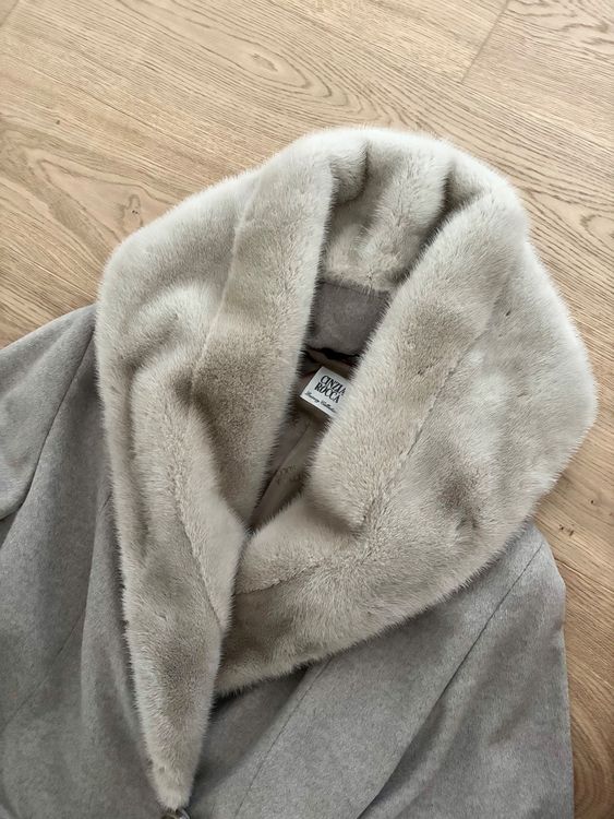 LUXUS Cinzia Rocca Mantel Feinster Wolle/Nerzkragen NP3400.- (Gebraucht ...