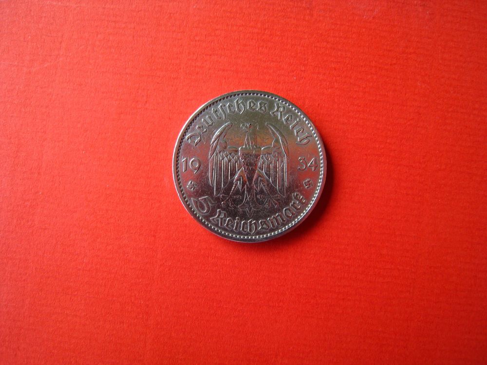 5 Reichsmark 1934, vorz ( Deutsches Reich ) (Gebraucht) in Alpnach-Dorf für CHF 11 – mit ...