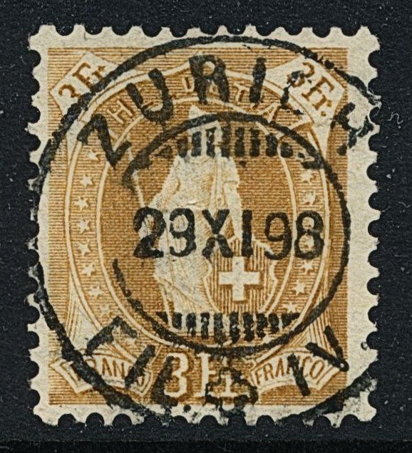 Kat.-Nr. 72A mit Vollstempel ZÜRICH 29 XI 98 (Gebraucht) in Zürich für ...
