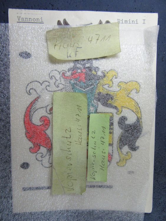 VANNONI RIMINI ITALIA FAMILIENWAPPEN KARTE ALT HANDBEMALT (Gebraucht ...