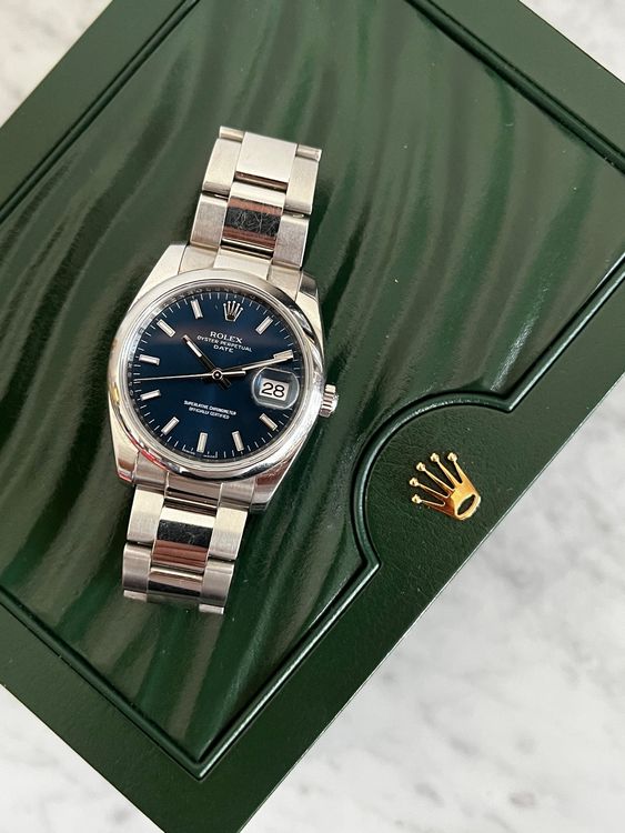 Rolex Oyster Date 34 Blue Dial Ref. 115200 Full Set | Kaufen auf Ricardo