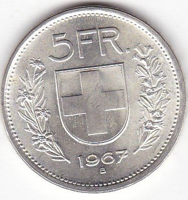 5 Franken 1967 Silber,fast wie unzirkuliert. (Gebraucht) in Schlieren für CHF 12 – mit Lieferung ...