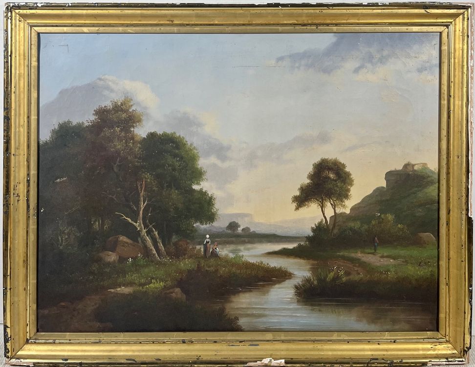 Antike Grosse Fluss Landschaft Gemälde mit Personen (Gebraucht) in Root für CHF 134 – nur ...