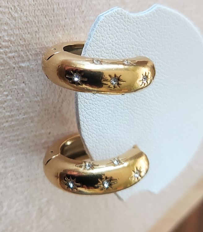 Goldene Creolen, Neu mit Sternen, vergoldet (Neu (gemäss Beschreibung)) in Ettenhausen TG für ...