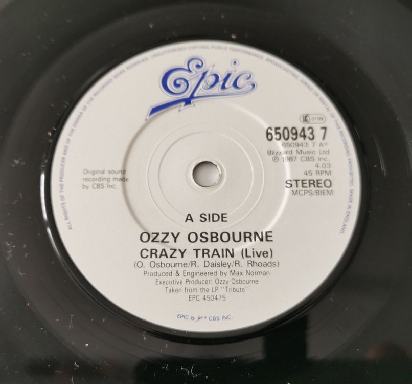 OZZY OSBOURNE: Crazy train Single Randy Rhoads Black Sabbath (Gebraucht ...