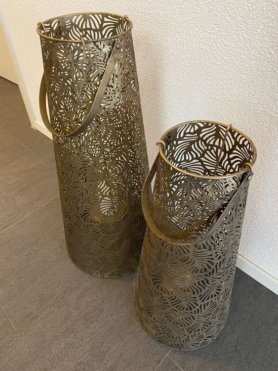 Windlicht Set (Vintage, Golden), 1x Gross & 1x Klein (Gebraucht) in ...