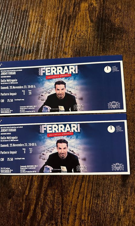 2 Billets spectacle Jeremy Ferrari (Neuf avec emballage d'origine) à ...