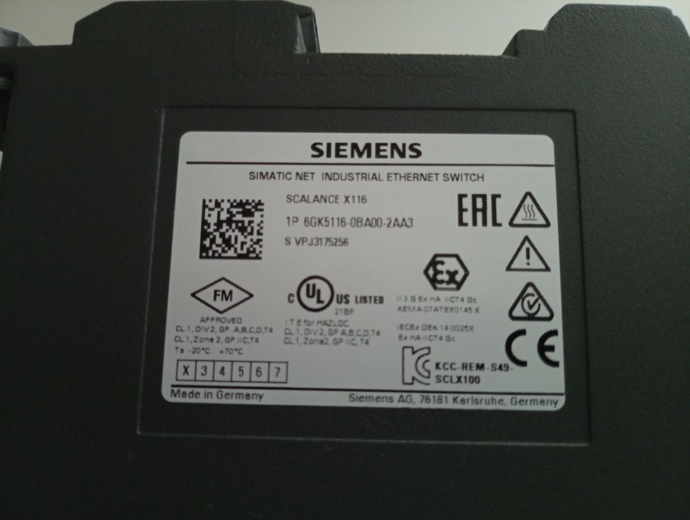 Siemens SCALANCE X116, IE Switch / 6GK5116-0BA00-2AA3 (Gebraucht) in ...