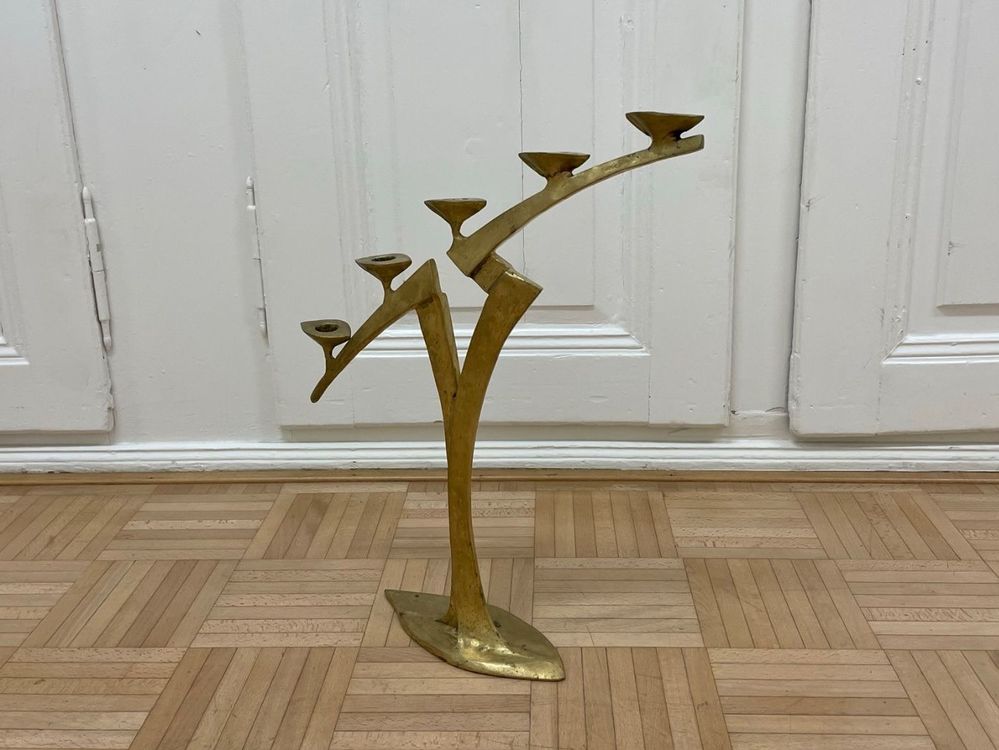 Imposanter Brutalismus Messing Kerzenständer vintage Design | Kaufen auf Ricardo