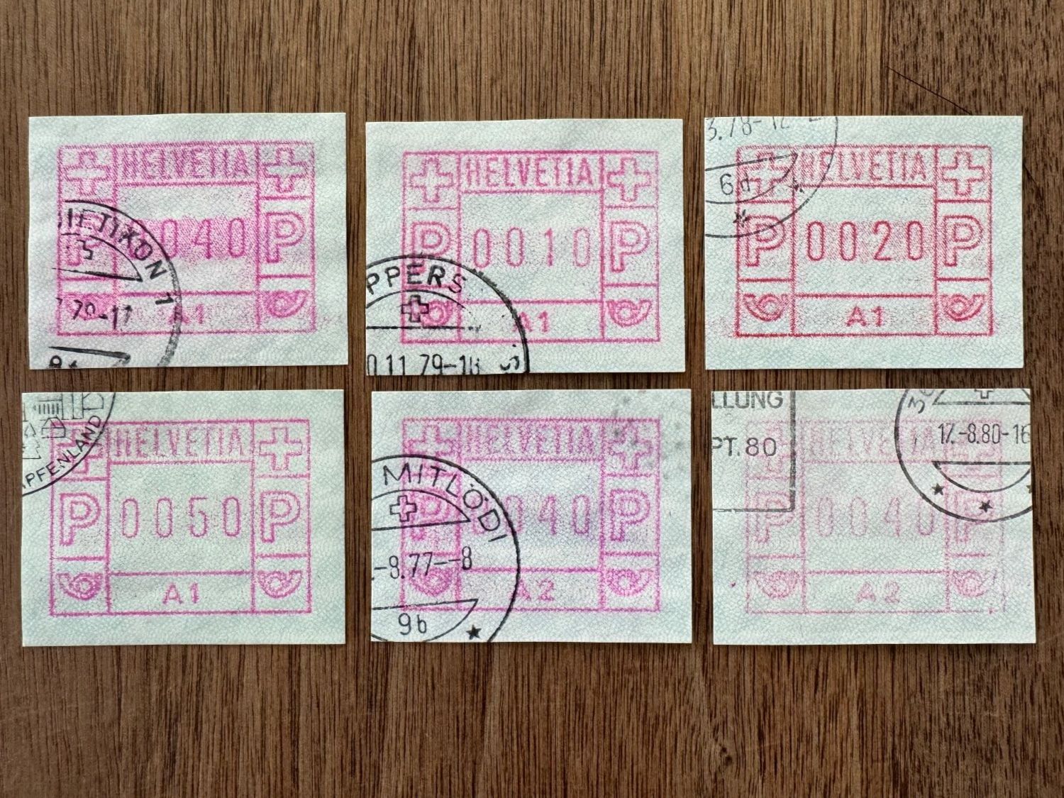 ATM Typ 1, A1 und A2 gestempelt (Gebraucht) in Jegenstorf für CHF 1 ...