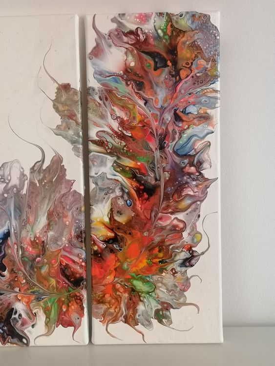 Pouring Bild auf Leinwand, 3-teilig, je 20 x 50 cm (Neu (gemäss Beschreibung)) in Gansingen für ...