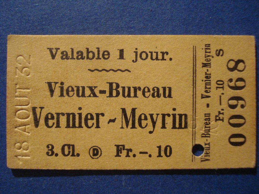 SBB - 18.8.1932 - VIEUX-BUREAU - VERNIER-MEYRIN - 3.Classe (Gebraucht) in Biel/Bienne für CHF 42 ...