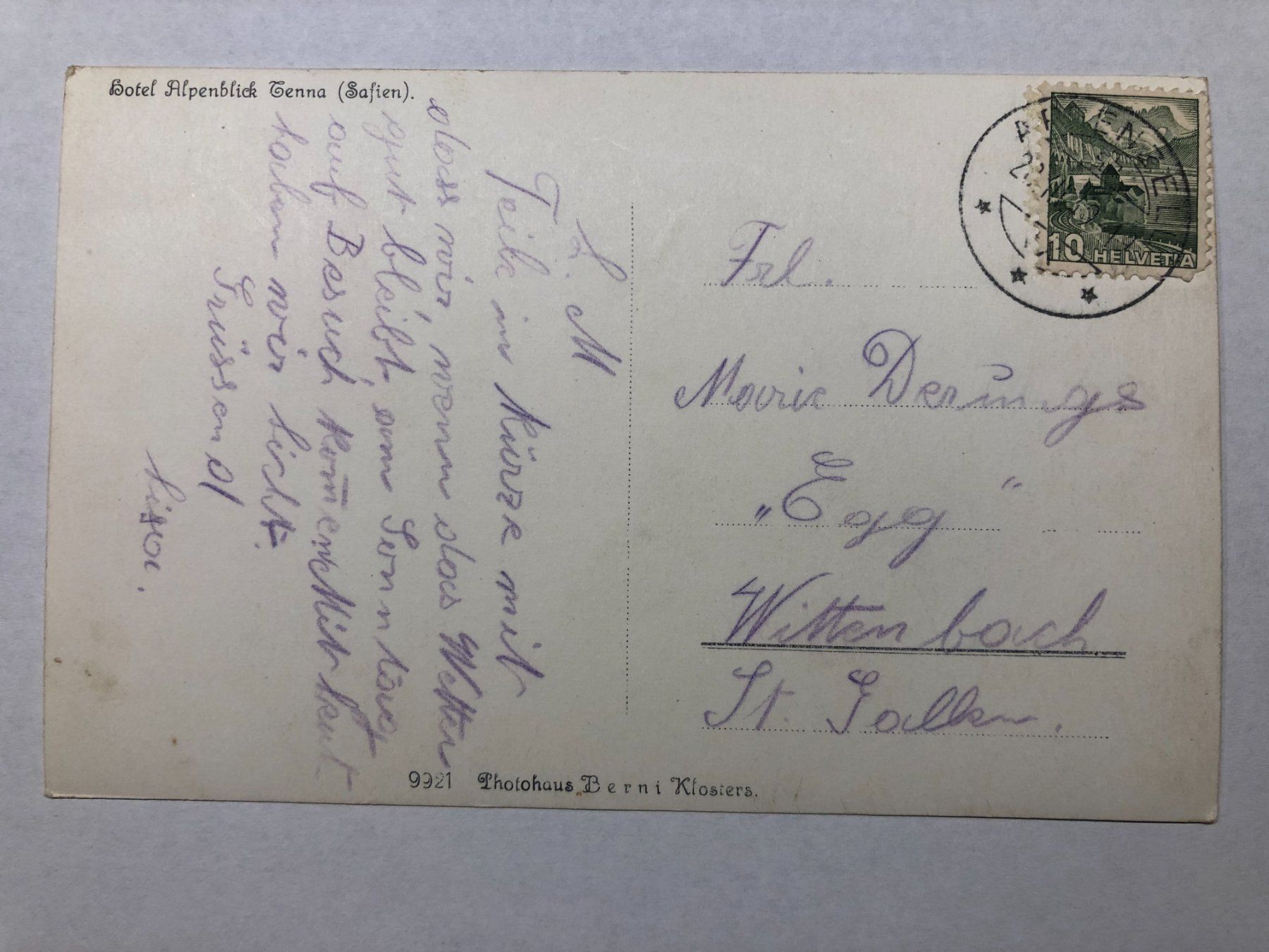 Tenna - Hotel Alpenblick 1949 (Gebraucht) in Pfäffikon ZH für CHF 5 ...