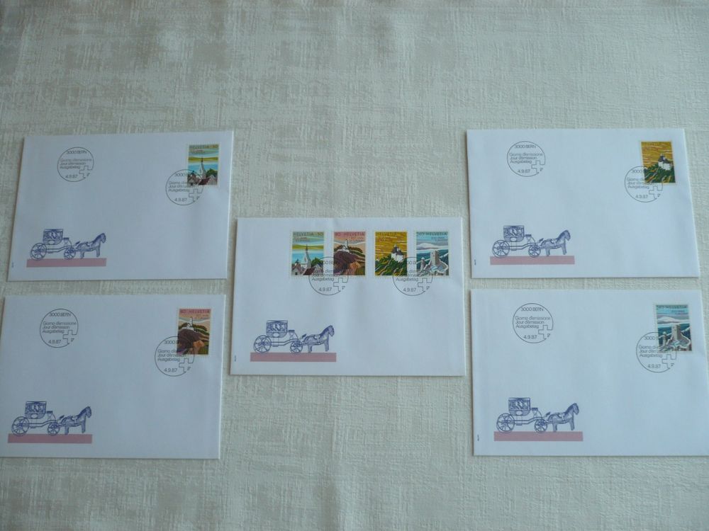 1987 5 FDC "200 Jahre Tourismus" Satz & Einzelm. SBK 753-756 (Gebraucht ...