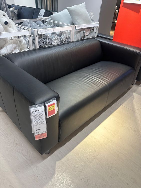Sofa, leder schwarz, ähnlich wie Klippan Ikea | Kaufen auf Ricardo