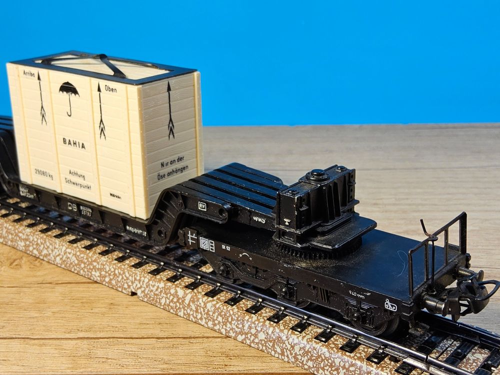 Märklin 4618 __ Tiefladewagen mit Kiste __ mit OVP _ Spur H0 (Gebraucht ...