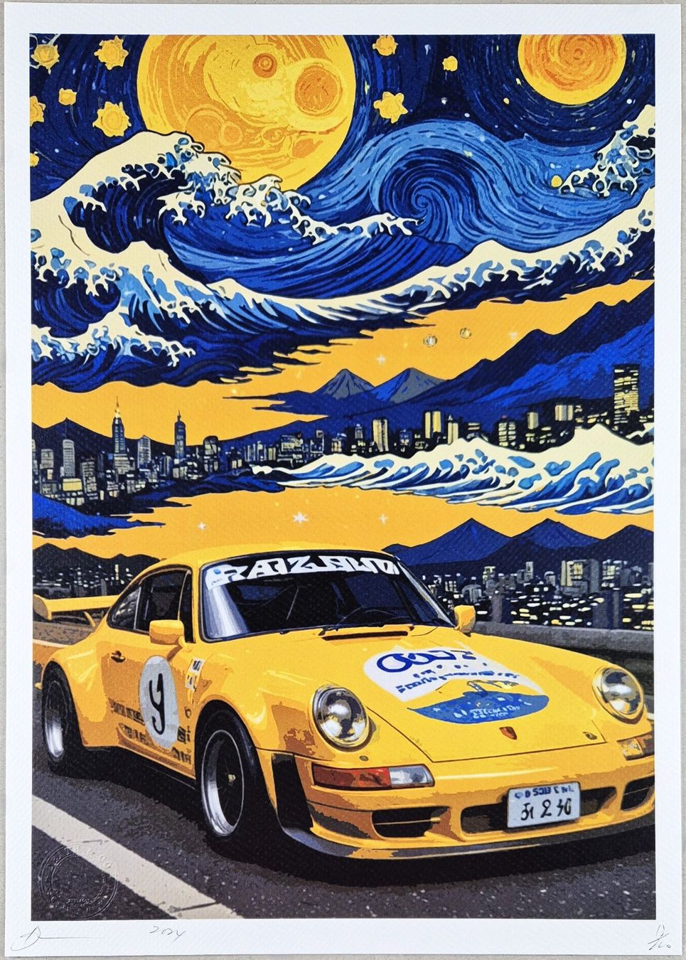Death NYC Pop Art Druck " Van Gogh Hokusai Wave Porsche 911 (Neu ...