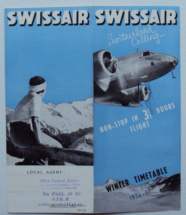 RAR ! Swissair Flugplan Winter 1936-37 | Kaufen auf Ricardo