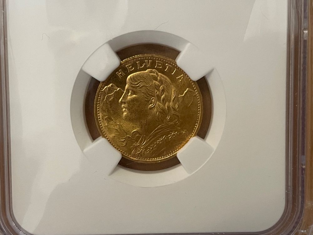 20 Fr. ~ 1926 Vreneli ~ MS66 prachtstück ~ NGC | Kaufen auf Ricardo